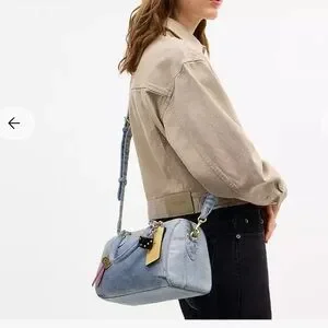 Coach | Bags | Coach Rowan Satchel Bag In Loved Denim With Charms ...